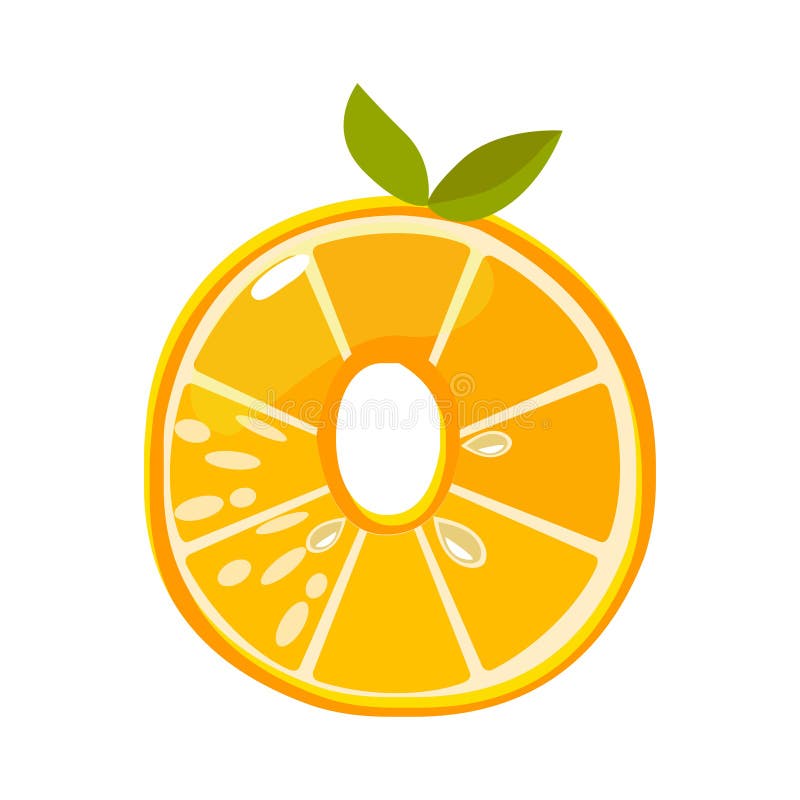 Cute Fruit Orange Number 0, Vector Digit Zero Stock Vector ...