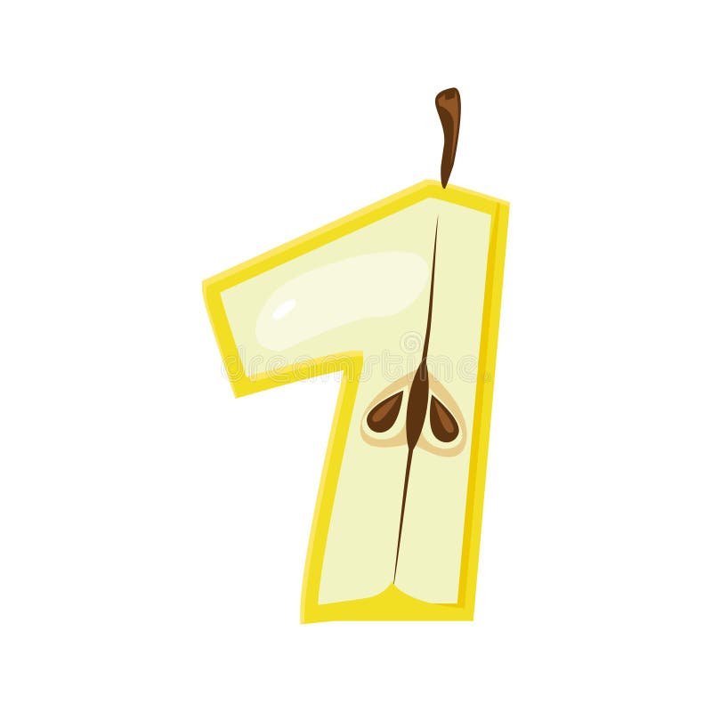 Cute Fruit Pear Number 1, Vector Digit One Stock Vector - Illustration ...