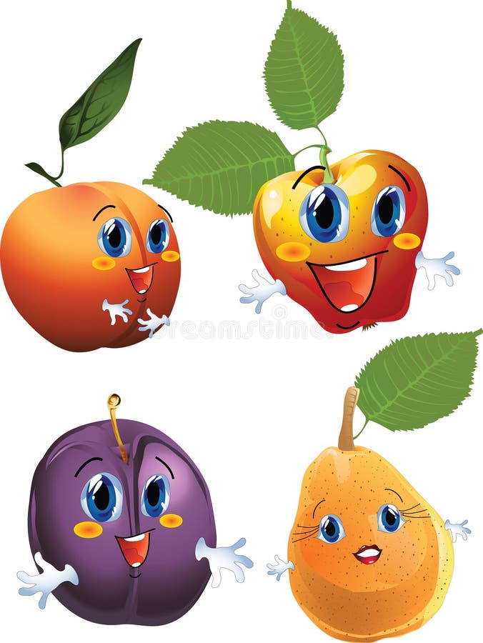 Cartoon fruits stock vector. Illustration of white, funny - 11926019