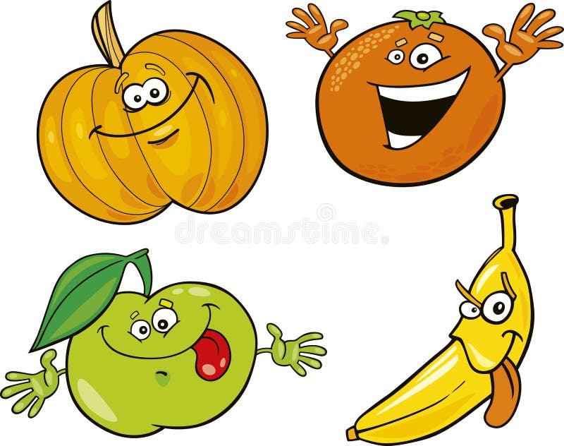 Cartoon fruits stock vector. Illustration of comic, food - 18363841