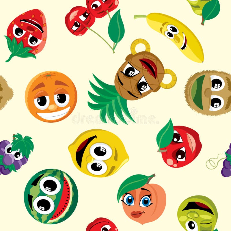 Cartoon Fruits Pattern stock vector. Illustration of illustration ...