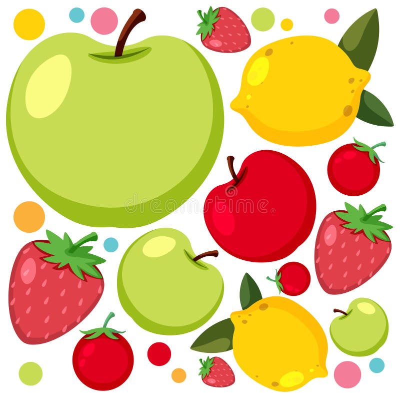 Cartoon Fruits Seamless Pattern Stock Vector - Illustration of apples ...