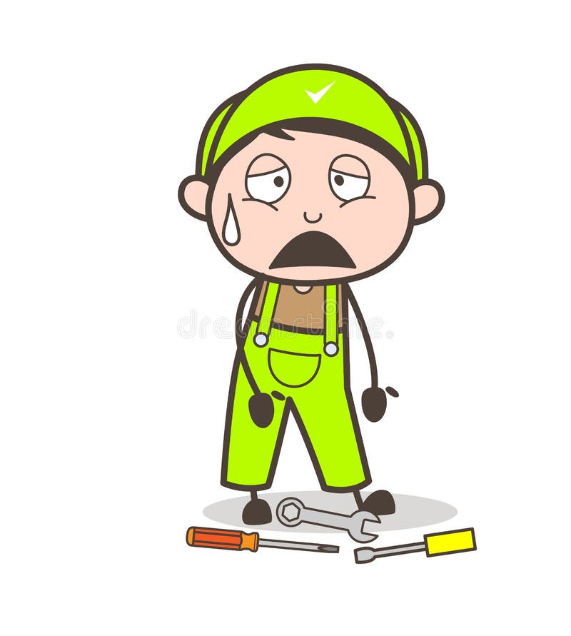 Cartoon Frustrated Worker Expression Vector Illustration Stock ...
