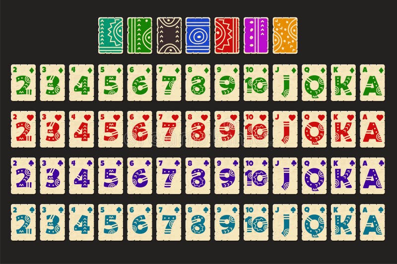 Cartoon Full Deck of Playing Cards in Aztec Style. Set with Isolated ...