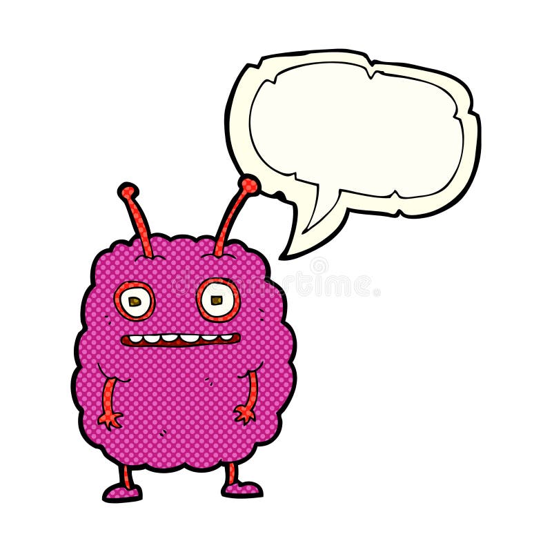 Cartoon Funny Alien Monster with Speech Bubble Stock Illustration ...