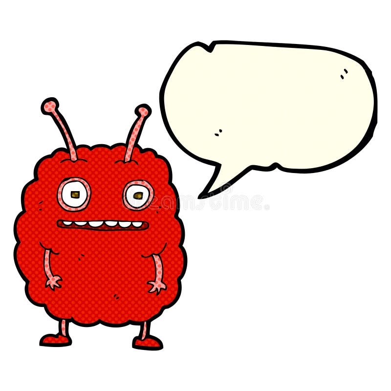 Cartoon Funny Alien Monster with Speech Bubble Stock Illustration ...