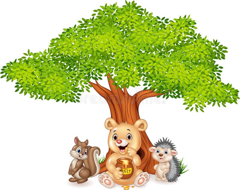 Cartoon Funny Animal on the Tree Stock Vector - Illustration of cute ...