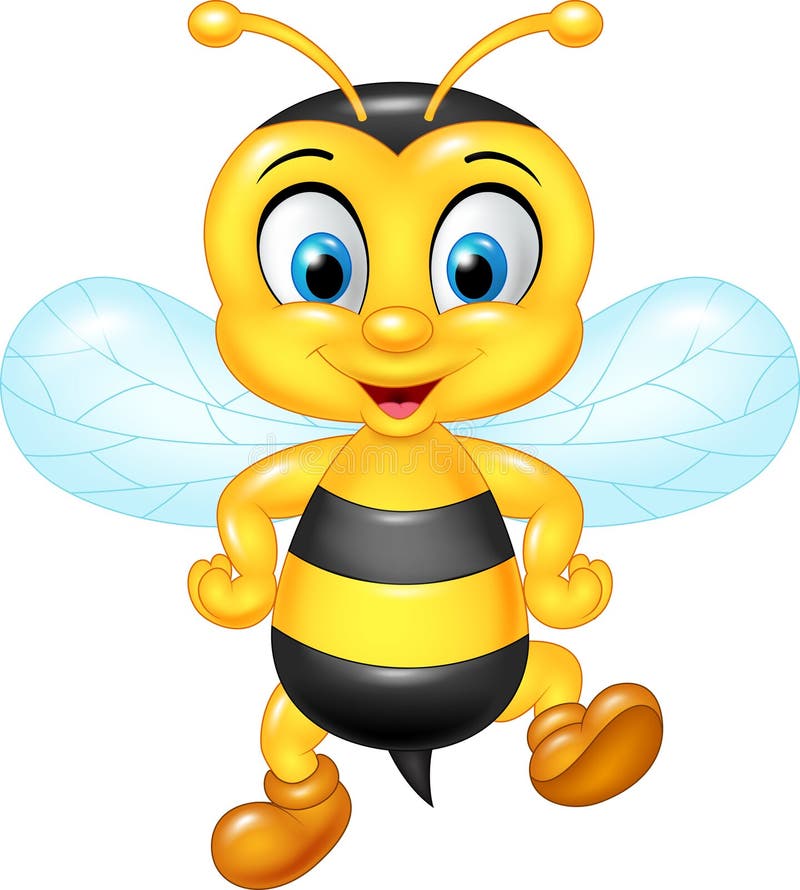 Cartoon Funny Bee Posing on White Background Stock Vector ...