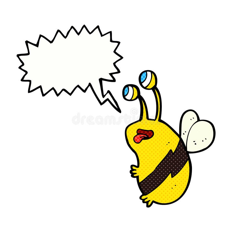 Cartoon Funny Bee with Speech Bubble Stock Illustration - Illustration ...