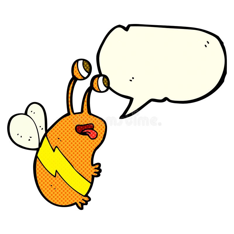 Cartoon Funny Bee with Speech Bubble Stock Illustration - Illustration ...