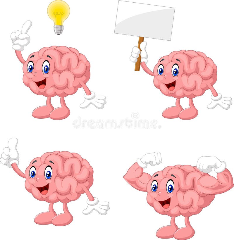 Cute Brain Cartoon Character Pointing Stock Vector - Illustration of ...