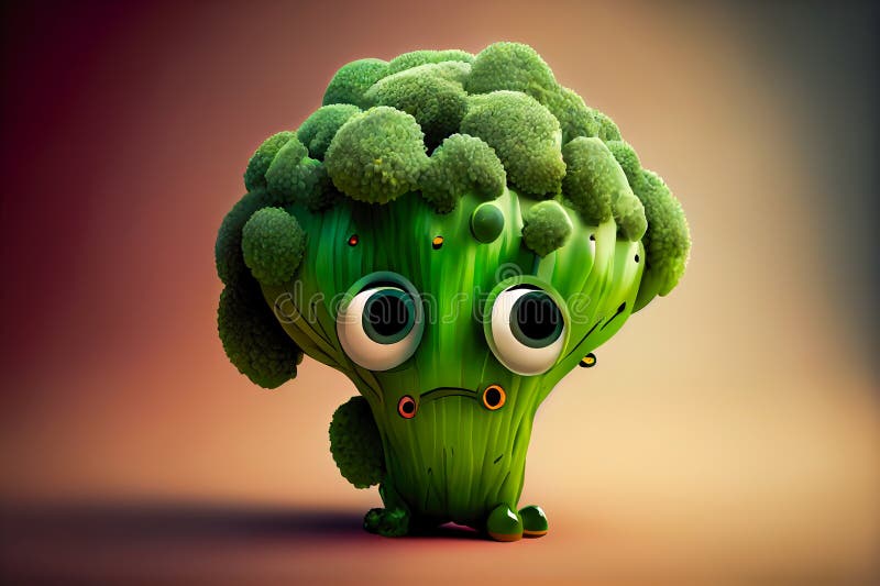 Cartoon Funny Broccoli with Big Eyes. Generative AI, Generative, AI ...