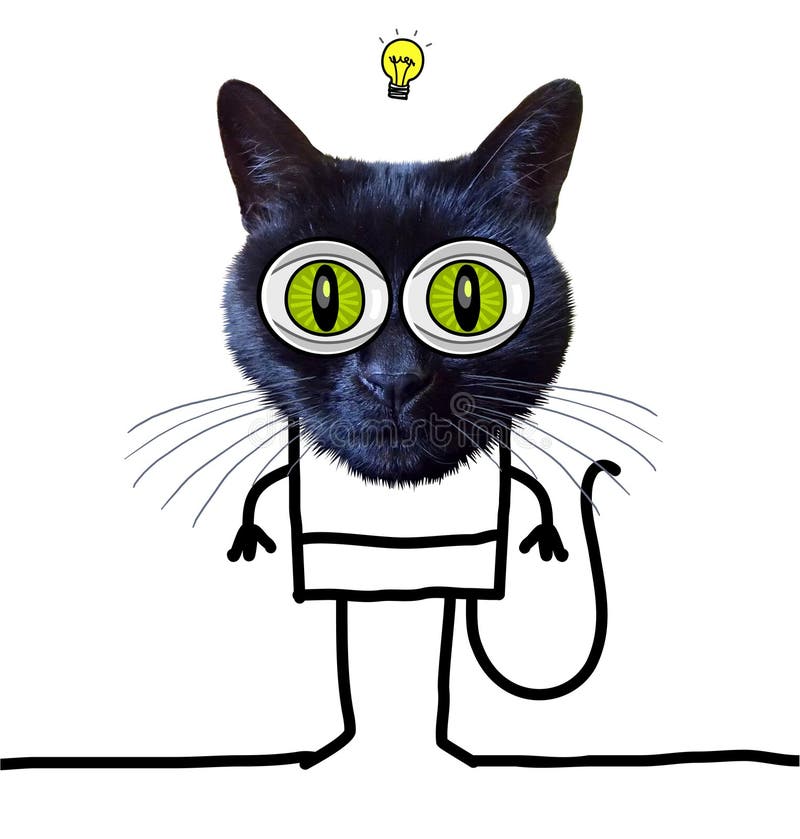 Cartoon Funny Cat Having an Idea Stock Illustration - Illustration of ...