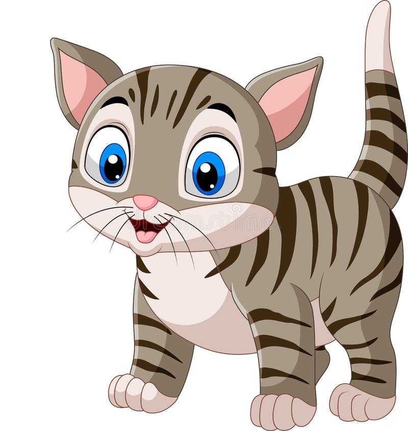 Cartoon Funny Cat Isolated on White Background Stock Vector ...