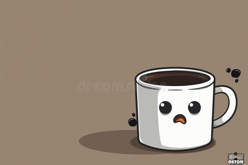 Cartoon Funny Coffee Cup with Drawn Face. Stock Photo - Image of ...