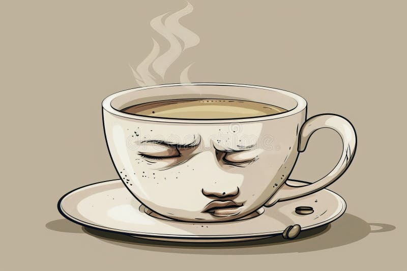 Cartoon Funny Coffee Cup with Drawn Face. Stock Image - Image of milk ...