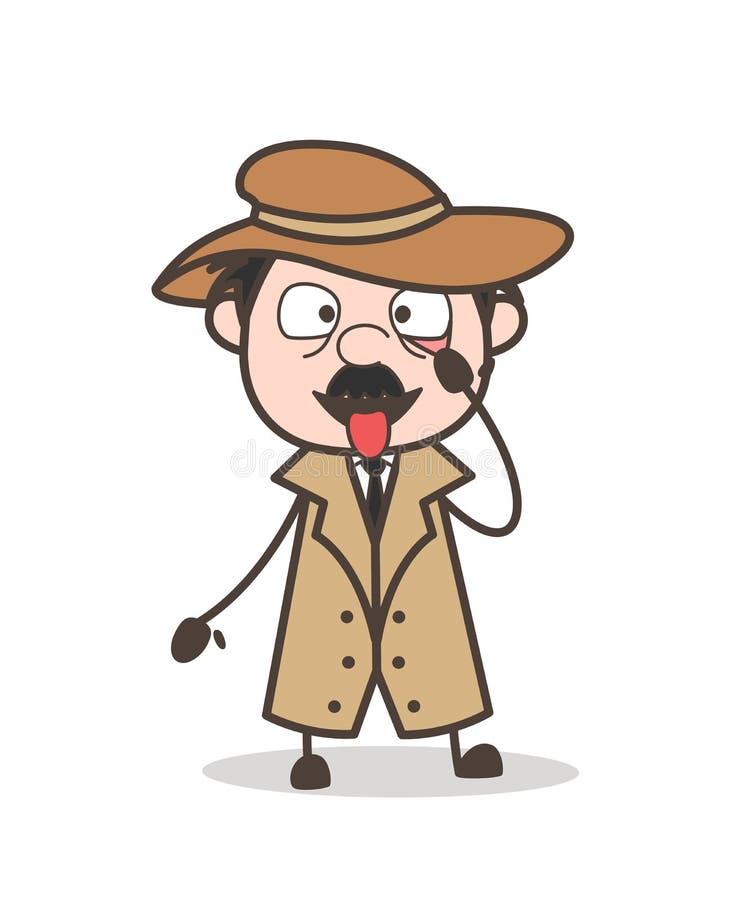 Cartoon Funny Detective Making Face Vector Illustration Stock ...