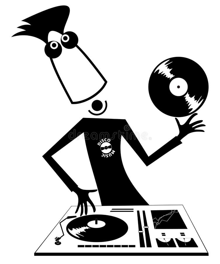 Cartoon Funny DJ Illustration Stock Vector - Illustration of equipment ...