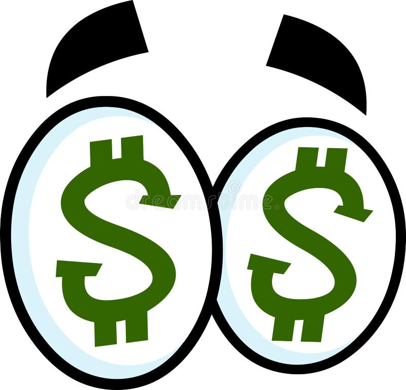 Cartoon Funny Eyes with Dollar Symbol Stock Vector - Illustration of ...