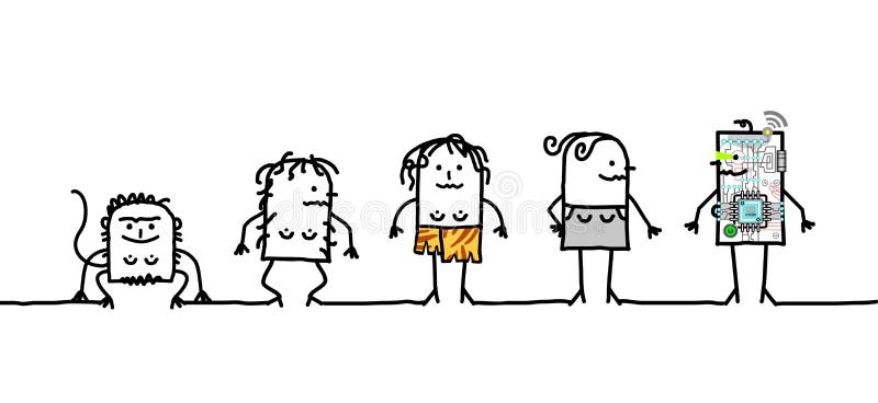 Cartoon Funny Female Characters and Human Evolution Stock Vector ...
