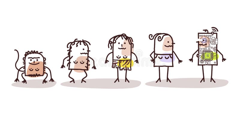 Cartoon Funny Male Characters and Human Evolution Stock Vector ...