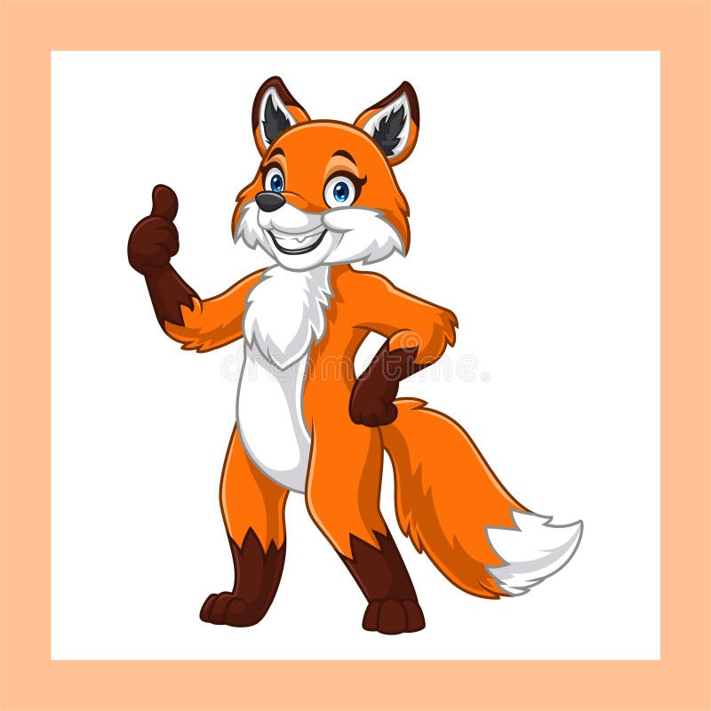 Cartoon Funny Fox Giving Thumb Up Isolated on White Background Stock ...