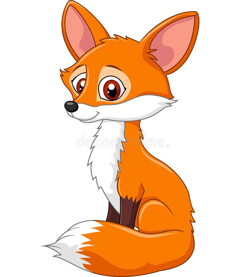 Cartoon Funny Fox Sitting Isolated on White Background Stock Vector ...