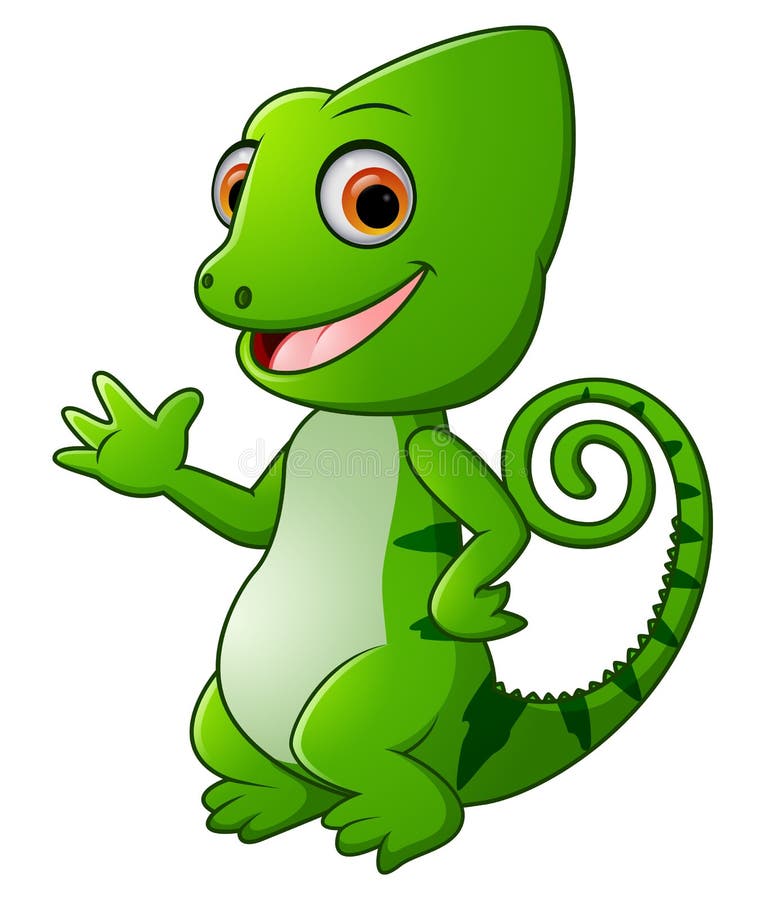 Cartoon Funny Green Lizard Posing Stock Vector - Illustration of ...