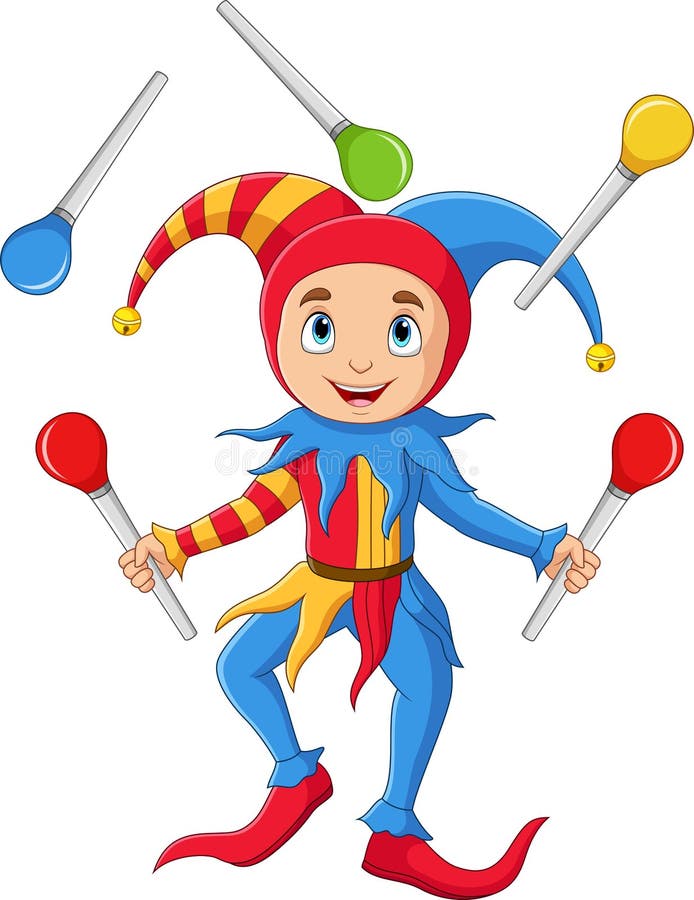 Cartoon Funny Jester Showing Juggling Stock Vector - Illustration of ...