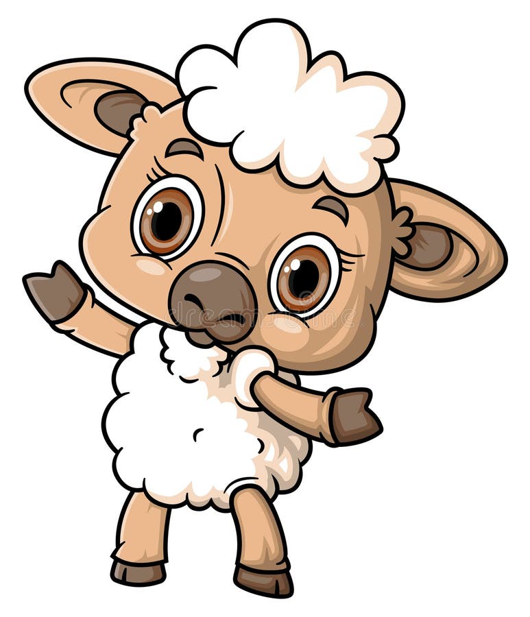 Cartoon Funny Little Sheep Posing Stock Vector - Illustration of funny ...