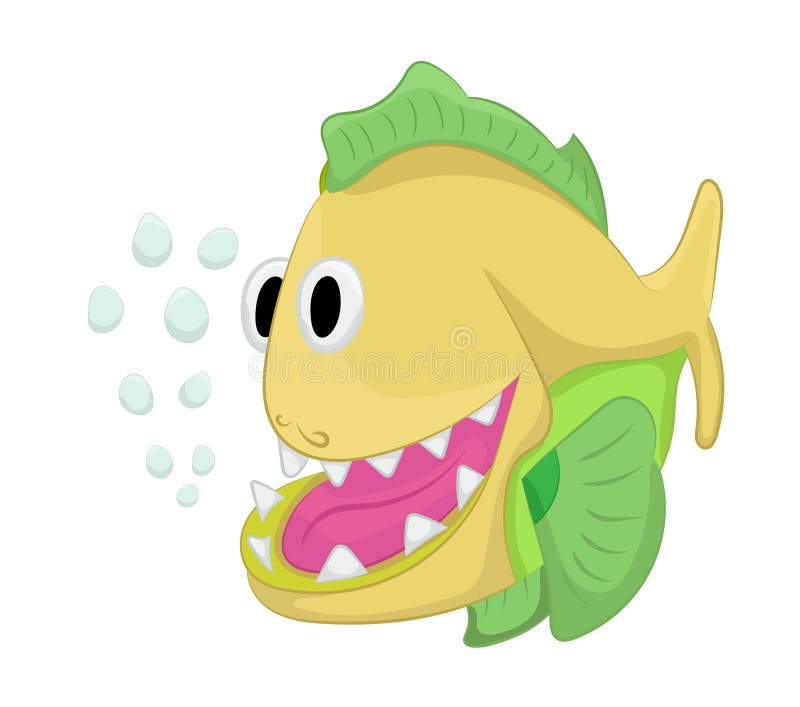 Cartoon funny monster fish stock vector. Illustration of funny - 263000271