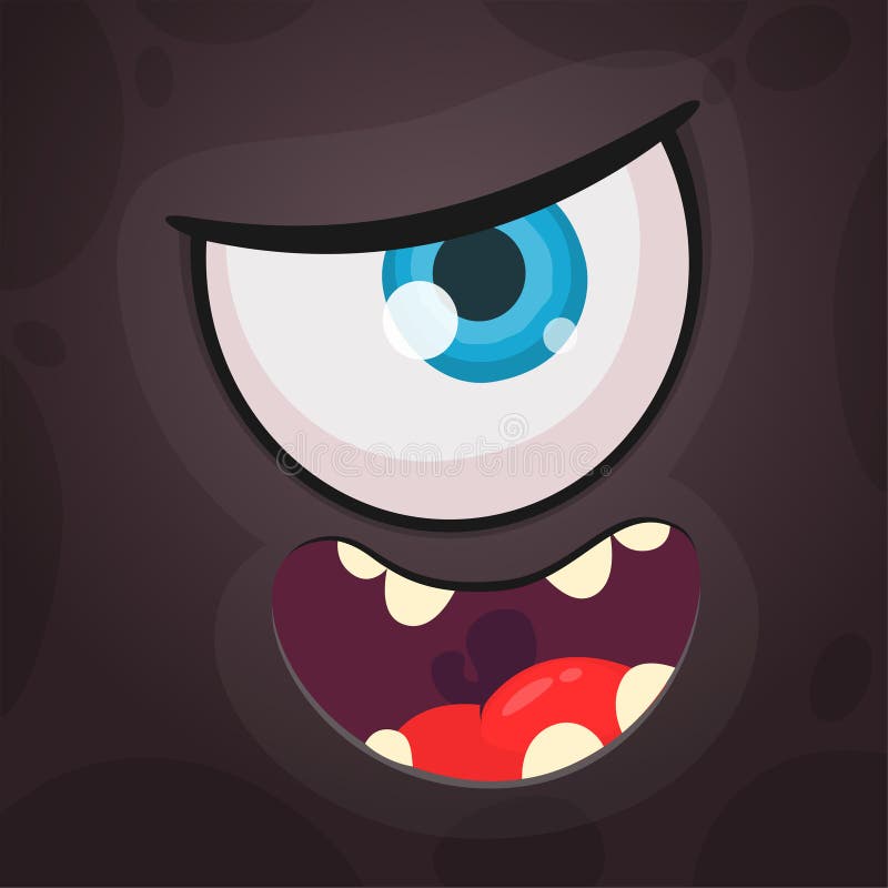 Cartoon Funny One Eyed Monster Face Expression. Vector Illustration ...