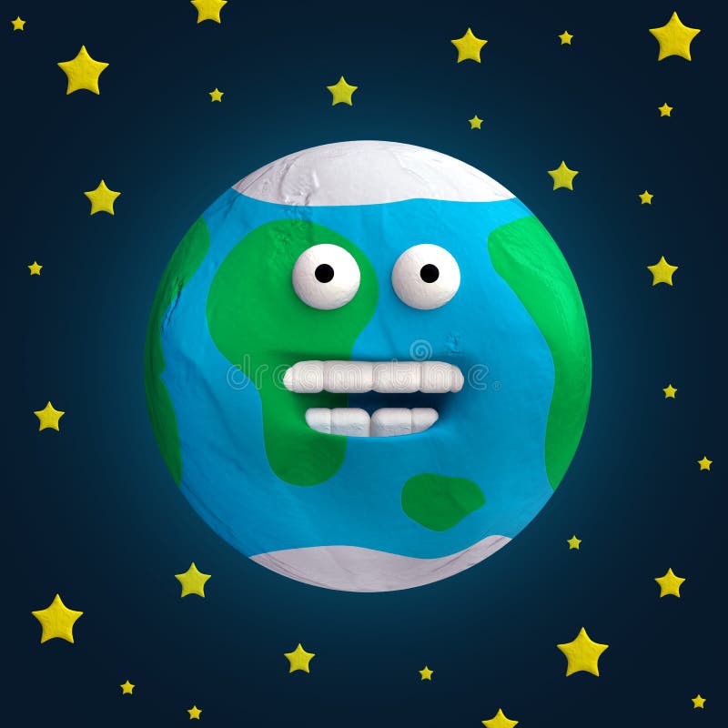 Cartoon Funny Planet Plasticine or Clay. Stock Illustration ...