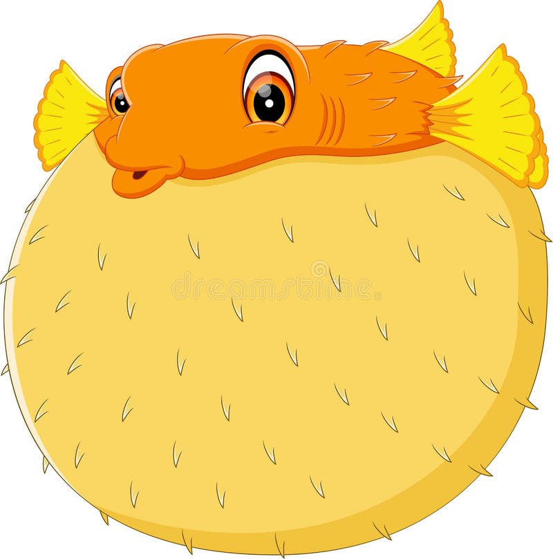 Cartoon funny puffer fish stock vector. Illustration of bloat - 69479042