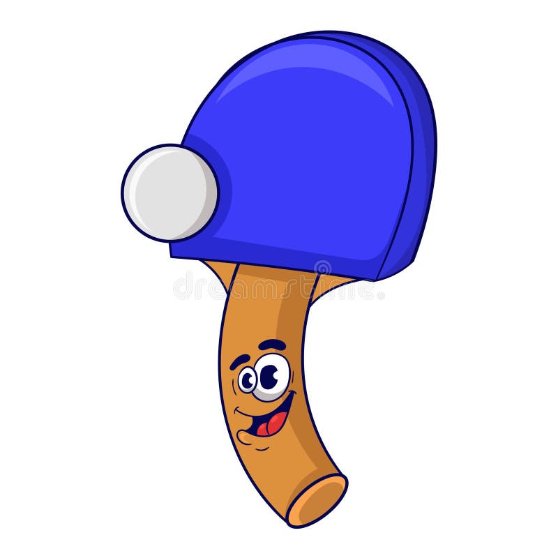 Cartoon Funny Racket Table Tennis Ball, Vector Illustration Stock ...