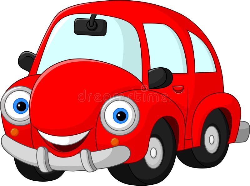 Cartoon funny red car stock vector. Illustration of speed - 74891403