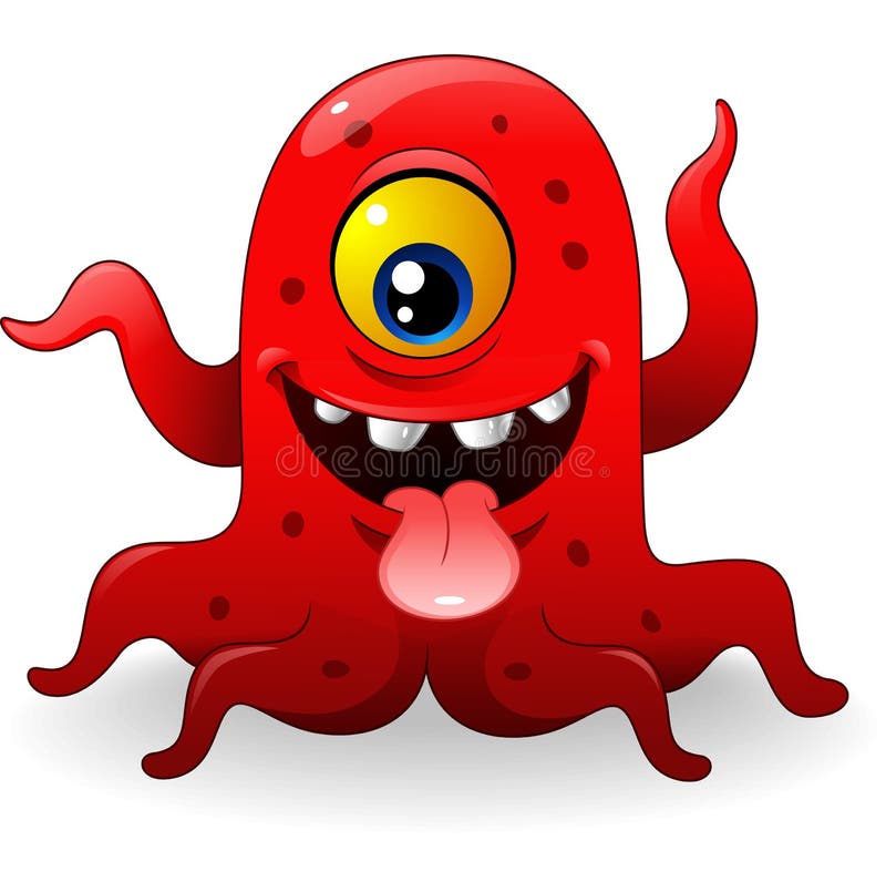 Cartoon funny red monster stock vector. Illustration of ugly - 76886739