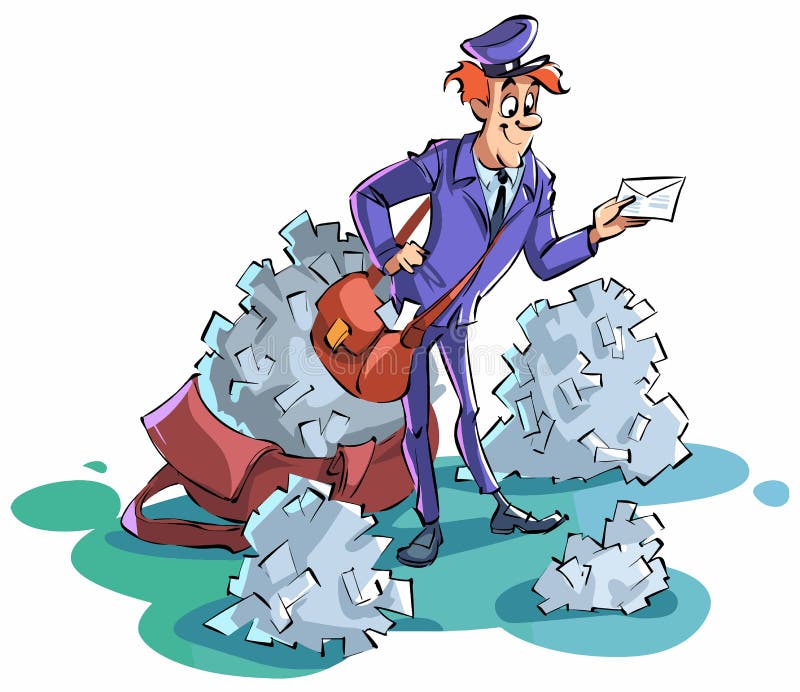 Jolly Postman Deliver the Letter Stock Illustration - Illustration of ...