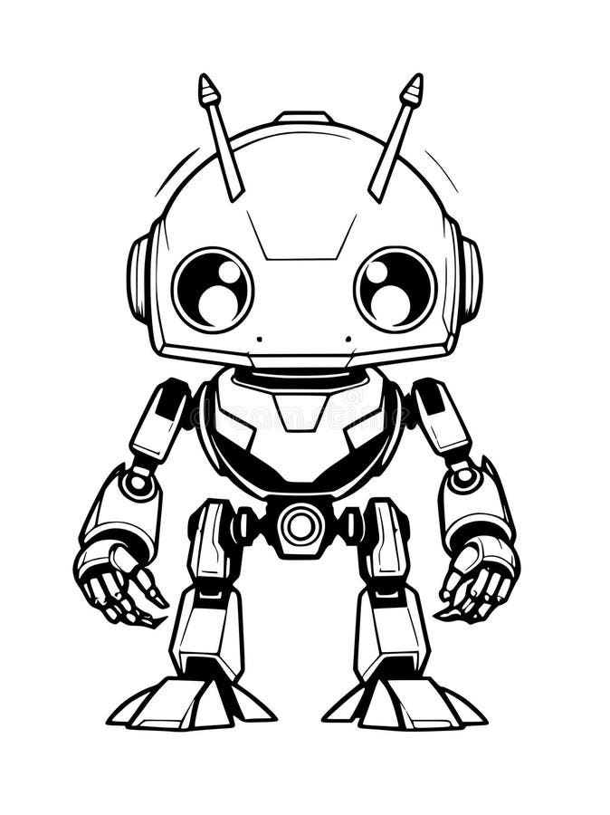 Cartoon of Funny Robot. Isolated on White Background Stock Illustration ...