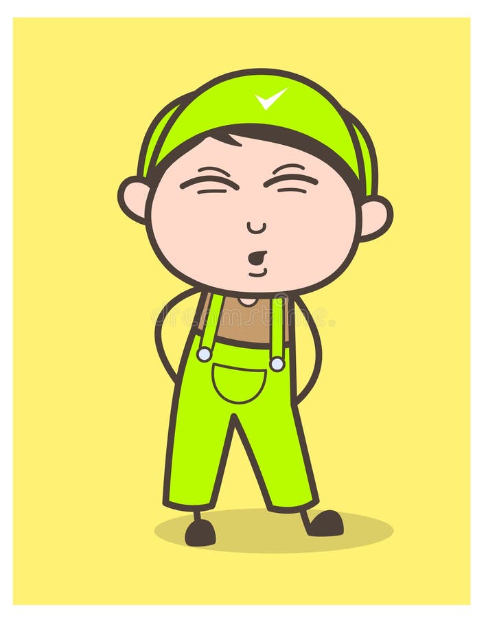 Cartoon Funny Service Boy Face Expression Vector Illustration Stock ...