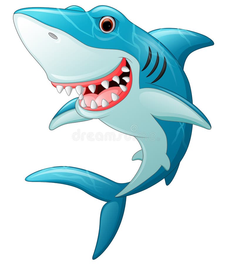 Cartoon funny shark stock vector. Illustration of happy - 68601412