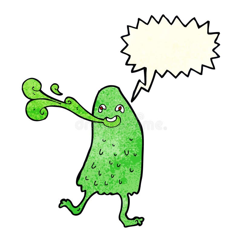 Cartoon Funny Slime Monster with Speech Bubble Stock Illustration ...