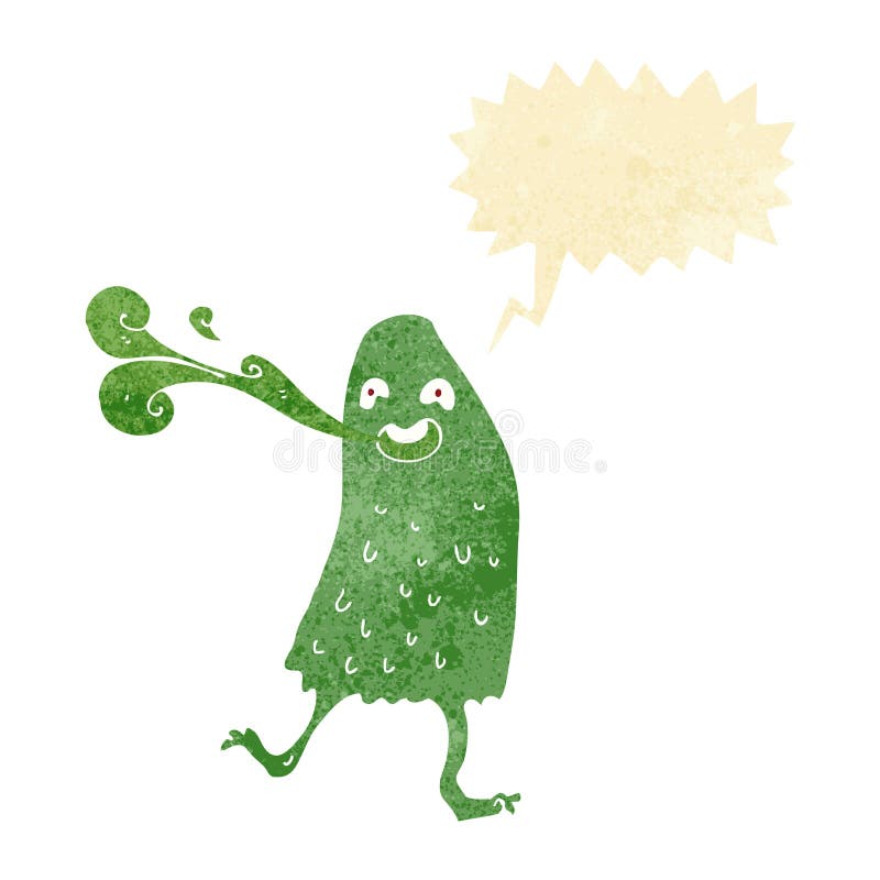 Cartoon Funny Slime Monster with Speech Bubble Stock Illustration ...