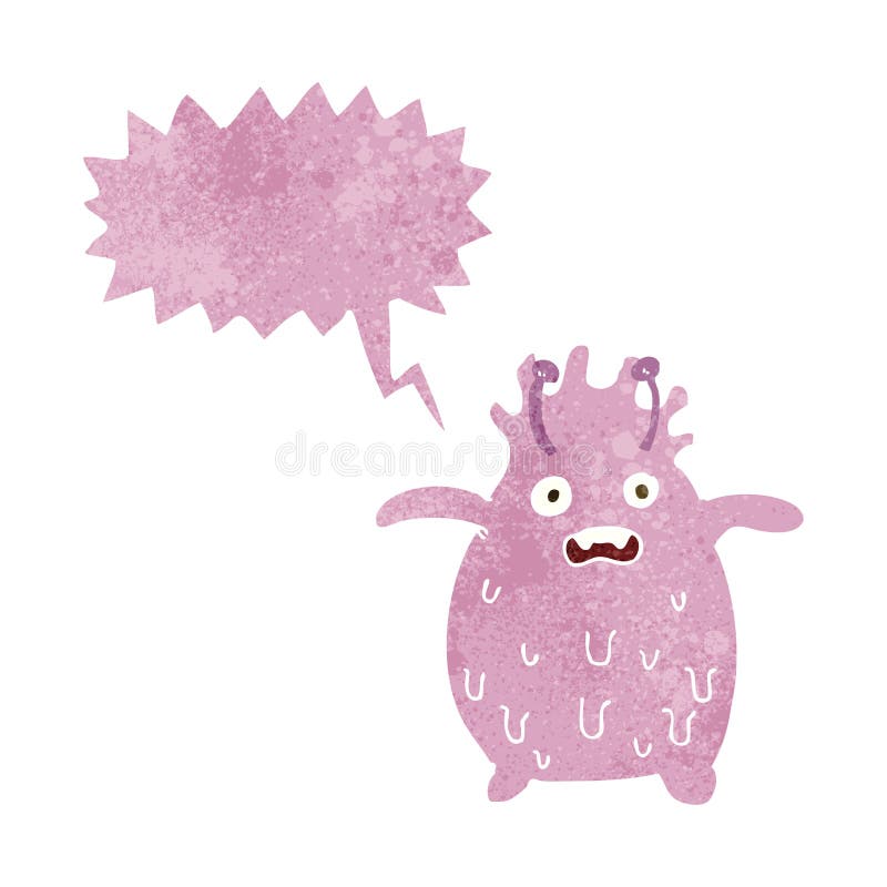 Cartoon Funny Slime Monster with Speech Bubble Stock Illustration ...