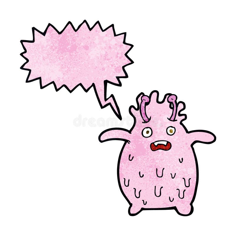 Cartoon Funny Slime Monster with Speech Bubble Stock Illustration ...