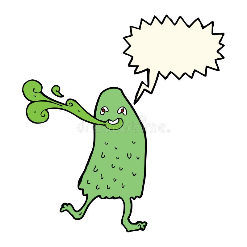 Cartoon Funny Slime Monster with Speech Bubble Stock Illustration ...