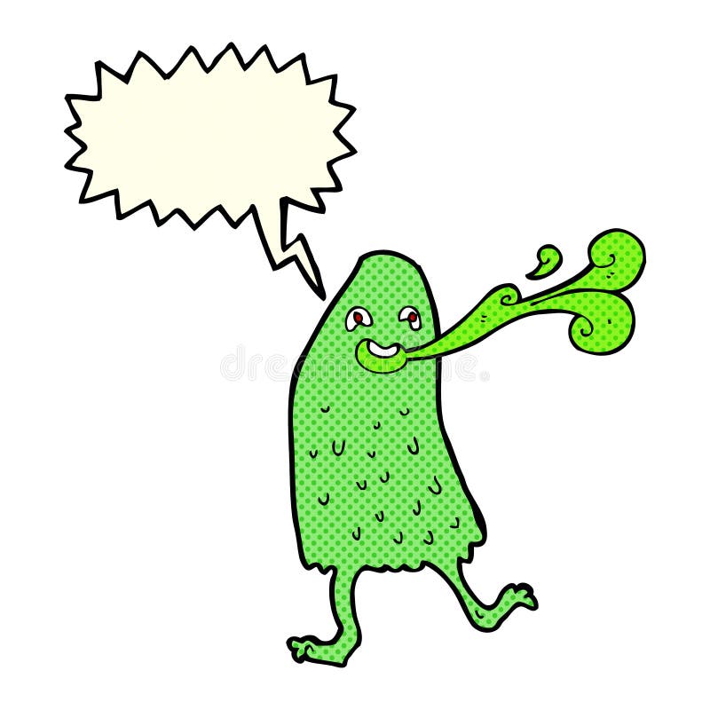 Cartoon Funny Slime Monster with Speech Bubble Stock Illustration ...
