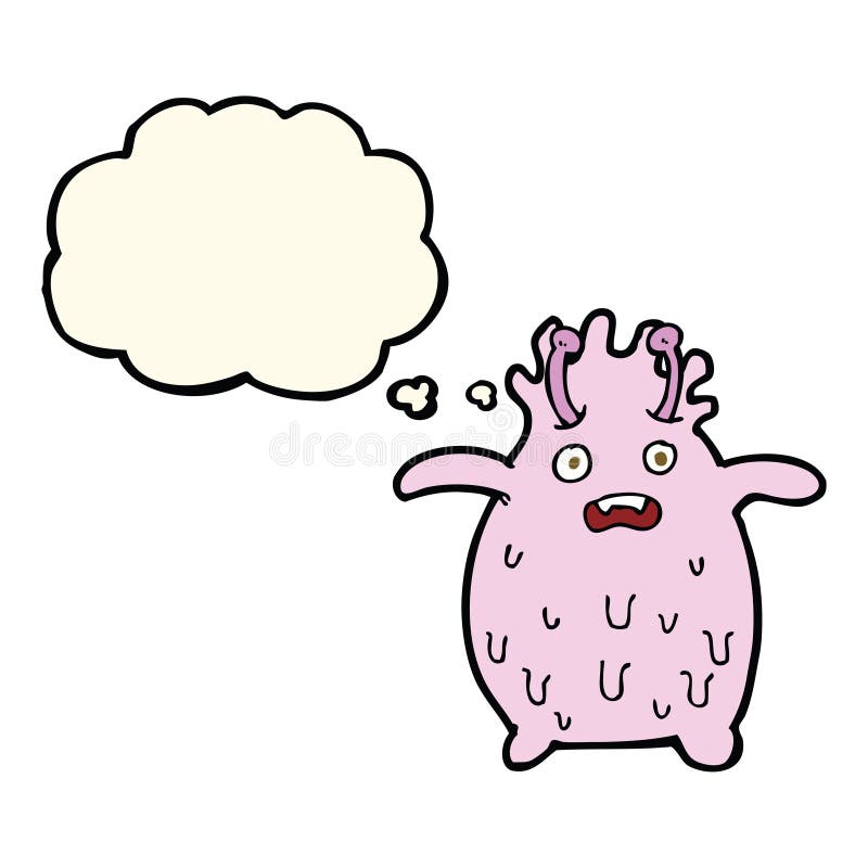 Cartoon Funny Slime Monster with Thought Bubble Stock Illustration ...
