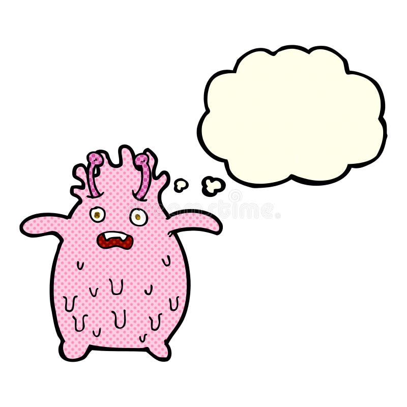 Cartoon Funny Slime Monster with Thought Bubble Stock Illustration ...