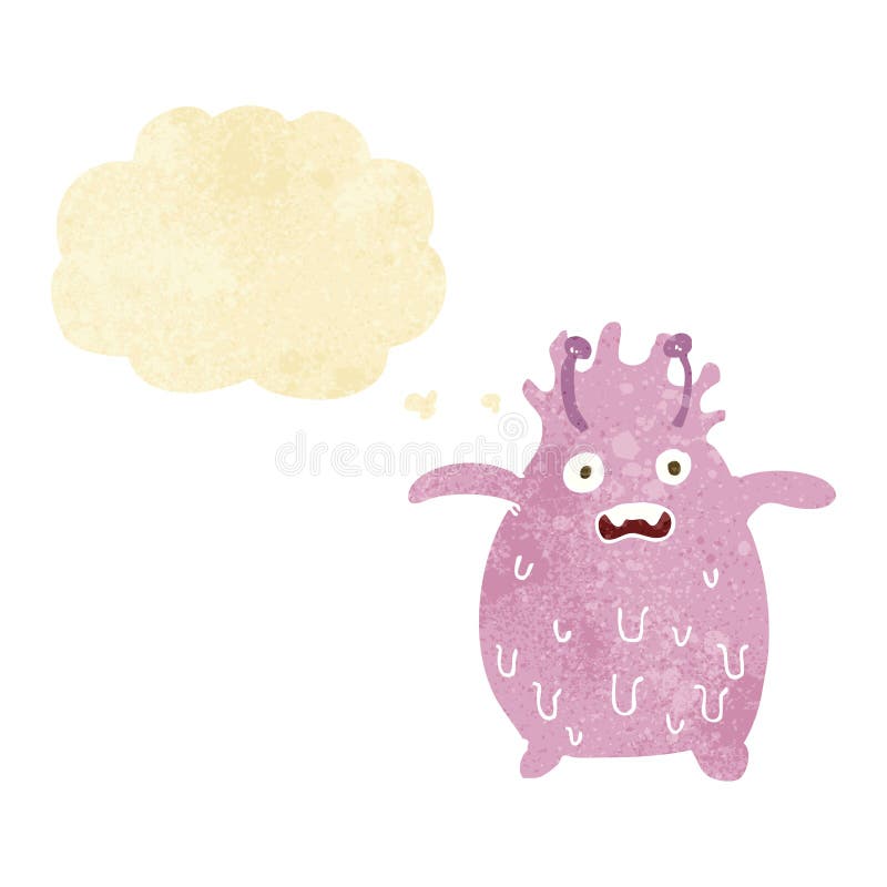 Cartoon Funny Slime Monster with Thought Bubble Stock Illustration ...